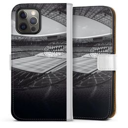 DeinDesign iPhone 12 Pro Max Handy Klapph&uuml;lle Handyh&uuml;lle aus Kunst Leder wei&szlig; Flip Case Stadium Fcb Fc Bayern M&uuml;nchen Sideflip mit Lasche