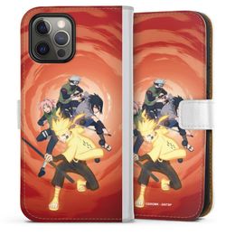 DeinDesign iPhone 12 Pro Max Handy Klapph&uuml;lle Handyh&uuml;lle aus Kunst Leder wei&szlig; Flip Case Sasuke Sakura Naruto Shippuden Sideflip mit Lasche