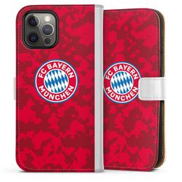 DeinDesign iPhone 12 Pro Max Handy Klapph&uuml;lle Handyh&uuml;lle aus Kunst Leder wei&szlig; Flip Case Camouflage Fc Bayern M&uuml;nchen Fcb Sideflip mit Lasche