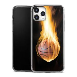 DeinDesign iPhone 11 Pro Handy Slim Case Silikon Handyh&uuml;lle transparent H&uuml;lle extra d&uuml;nn Fire Basketball Sports Silikon Slim Case