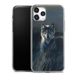 DeinDesign iPhone 11 Pro Handy Slim Case Silikon Handyh&uuml;lle transparent H&uuml;lle extra d&uuml;nn Wolf Painting Nature Silikon Slim Case