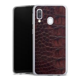 DeinDesign Galaxy A40 Handy Silikon H&uuml;lle Case transparent Handyh&uuml;lle Leather Crocodile Animal Print Silikon Case