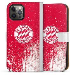 DeinDesign iPhone 12 Pro Max Handy Klapph&uuml;lle Handyh&uuml;lle aus Kunst Leder wei&szlig; Flip Case Fcb Fc Bayern M&uuml;nchen Official Licensed Product Sideflip mit Lasche