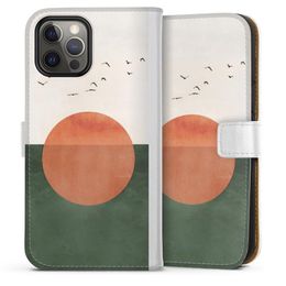 DeinDesign iPhone 12 Pro Max Handy Klapph&uuml;lle Handyh&uuml;lle aus Kunst Leder wei&szlig; Flip Case Sunshine Bird Sunset Sideflip mit Lasche
