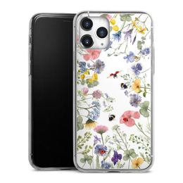 DeinDesign iPhone 11 Pro Handy Slim Case Silikon Handyh&uuml;lle transparent H&uuml;lle extra d&uuml;nn Muster Flowers Bee Silikon Slim Case