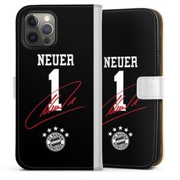 DeinDesign iPhone 12 Pro Max Handy Klapph&uuml;lle Handyh&uuml;lle aus Kunst Leder wei&szlig; Flip Case Fc Bayern M&uuml;nchen Manuel Neuer Fcb Sideflip mit Lasche