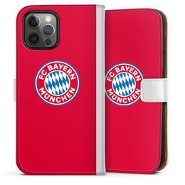DeinDesign iPhone 12 Pro Max Handy Klapph&uuml;lle Handyh&uuml;lle aus Kunst Leder wei&szlig; Flip Case Fc Bayern M&uuml;nchen Fcb Logo Sideflip mit Lasche