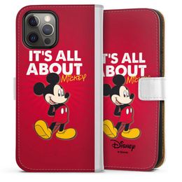 DeinDesign iPhone 12 Pro Max Handy Klapph&uuml;lle Handyh&uuml;lle aus Kunst Leder wei&szlig; Flip Case Official Licensed Product Disney Mouse Sideflip mit Lasche