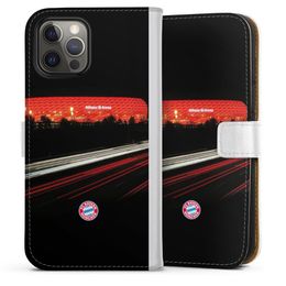 DeinDesign iPhone 12 Pro Max Handy Klapph&uuml;lle Handyh&uuml;lle aus Kunst Leder wei&szlig; Flip Case Fcb Fc Bayern M&uuml;nchen Stadium Sideflip mit Lasche