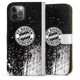 DeinDesign iPhone 12 Pro Max Handy Klapph&uuml;lle Handyh&uuml;lle aus Kunst Leder wei&szlig; Flip Case Official Licensed Product Fcb Fc Bayern M&uuml;nchen Sideflip mit Lasche
