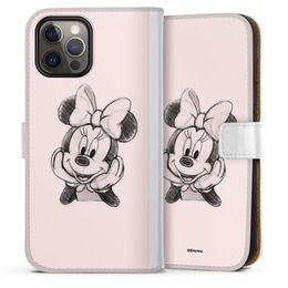 DeinDesign iPhone 12 Pro Max Handy Klapph&uuml;lle Handyh&uuml;lle aus Kunst Leder wei&szlig; Flip Case Official Licensed Product Disney Minnie Mouse Sideflip mit Lasche