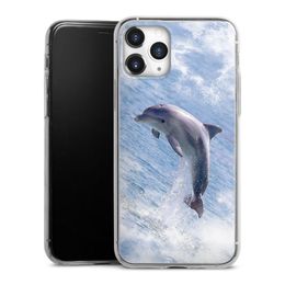 DeinDesign iPhone 11 Pro Handy Slim Case Silikon Handyh&uuml;lle transparent H&uuml;lle extra d&uuml;nn Ocean Dolphin Wale Silikon Slim Case