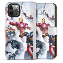 DeinDesign iPhone 12 Pro Max Handy Klapph&uuml;lle Handyh&uuml;lle aus Kunst Leder wei&szlig; Flip Case Marvel Avengers Official Licensed Product Sideflip mit Lasche