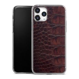 DeinDesign iPhone 11 Pro Handy Slim Case Silikon Handyh&uuml;lle transparent H&uuml;lle extra d&uuml;nn Leather Crocodile Animal Print Silikon Slim Case