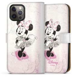 DeinDesign iPhone 12 Pro Max Handy Klapph&uuml;lle Handyh&uuml;lle aus Kunst Leder wei&szlig; Flip Case Vintage Minnie Mouse Disney Sideflip mit Lasche