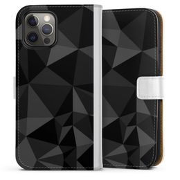 DeinDesign iPhone 12 Pro Max Handy Klapph&uuml;lle Handyh&uuml;lle aus Kunst Leder wei&szlig; Flip Case Abstract Muster Geometric Sideflip mit Lasche