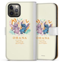 DeinDesign iPhone 12 Pro Max Handy Klapph&uuml;lle Handyh&uuml;lle aus Kunst Leder wei&szlig; Flip Case Official Licensed Product Lilo & Stitch Disney Sideflip mit Lasche