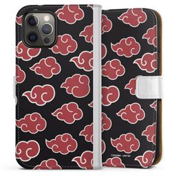 DeinDesign iPhone 12 Pro Max Handy Klapph&uuml;lle Handyh&uuml;lle aus Kunst Leder wei&szlig; Flip Case Naruto Shippuden Pattern Akatsuki Sideflip mit Lasche