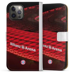 DeinDesign iPhone 12 Pro Max Handy Klapph&uuml;lle Handyh&uuml;lle aus Kunst Leder wei&szlig; Flip Case Fcb Stadium Fc Bayern M&uuml;nchen Sideflip mit Lasche