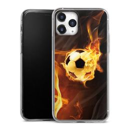 DeinDesign iPhone 11 Pro Handy Slim Case Silikon Handyh&uuml;lle transparent H&uuml;lle extra d&uuml;nn Fire Ball Soccer Silikon Slim Case