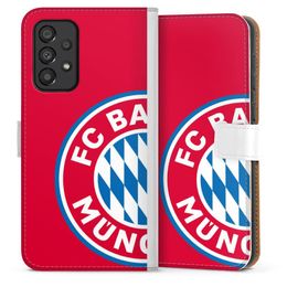 DeinDesign Galaxy A33 5G Handy Klapph&uuml;lle Handyh&uuml;lle aus Kunst Leder wei&szlig; Flip Case Fc Bayern M&uuml;nchen Fcb Official Licensed Product Sideflip mit Lasche