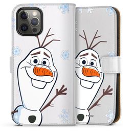 DeinDesign iPhone 12 Pro Max Handy Klapph&uuml;lle Handyh&uuml;lle aus Kunst Leder wei&szlig; Flip Case Disney Frozen 2 Frozen Olaf Sideflip mit Lasche
