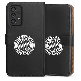 DeinDesign Galaxy A33 5G Handy Klapph&uuml;lle Handyh&uuml;lle aus Kunst Leder schwarz Flip Case Coat Of Arms Fc Bayern M&uuml;nchen Fcb Sideflip mit langer Lasche