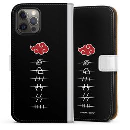 DeinDesign iPhone 12 Pro Max Handy Klapph&uuml;lle Handyh&uuml;lle aus Kunst Leder wei&szlig; Flip Case Naruto Shippuden Official Licensed Product Akatsuki Sideflip mit Lasche