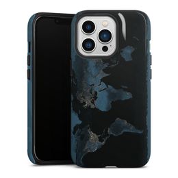 DeinDesign iPhone 13 Pro Handy Panzer Handyh&uuml;lle robuste Outdoor H&uuml;lle Schutzh&uuml;lle gl&auml;nzend World Map Night Map Tough Case