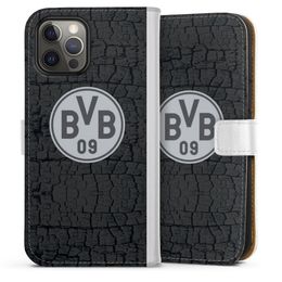 DeinDesign iPhone 12 Pro Max Handy Klapph&uuml;lle Handyh&uuml;lle aus Kunst Leder wei&szlig; Flip Case Jersey Borussia Dortmund Bvb Sideflip mit Lasche