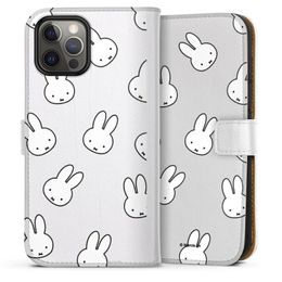 DeinDesign iPhone 12 Pro Max Handy Klapph&uuml;lle Handyh&uuml;lle aus Kunst Leder wei&szlig; Flip Case Muster Miffy Transparent Sideflip mit Lasche