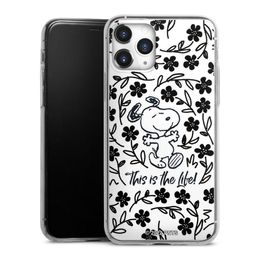 DeinDesign iPhone 11 Pro Handy Slim Case Silikon Handyh&uuml;lle transparent H&uuml;lle extra d&uuml;nn Flowers Snoopy Peanuts Silikon Slim Case