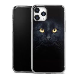 DeinDesign iPhone 11 Pro Handy Slim Case Silikon Handyh&uuml;lle transparent H&uuml;lle extra d&uuml;nn Cat Black Eye Silikon Slim Case