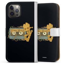 DeinDesign iPhone 12 Pro Max Handy Klapph&uuml;lle Handyh&uuml;lle aus Kunst Leder wei&szlig; Flip Case Guardians Of The Galaxy Groot Marvel Sideflip mit Lasche