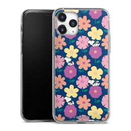 DeinDesign iPhone 11 Pro Handy Slim Case Silikon Handyh&uuml;lle transparent H&uuml;lle extra d&uuml;nn Snoopy Flowers Muster Silikon Slim Case