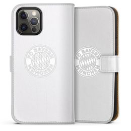DeinDesign iPhone 12 Pro Max Handy Klapph&uuml;lle Handyh&uuml;lle aus Kunst Leder wei&szlig; Flip Case Fcb Coat Of Arms Fc Bayern M&uuml;nchen Sideflip mit Lasche