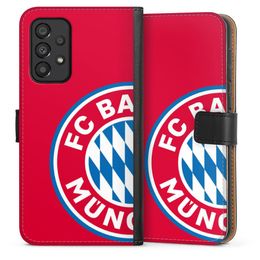 DeinDesign Galaxy A33 5G Handy Klapph&uuml;lle Handyh&uuml;lle aus Kunst Leder schwarz Flip Case Fc Bayern M&uuml;nchen Fcb Official Licensed Product Sideflip mit langer Lasche