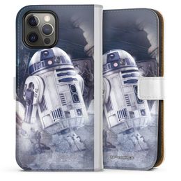 DeinDesign iPhone 12 Pro Max Handy Klapph&uuml;lle Handyh&uuml;lle aus Kunst Leder wei&szlig; Flip Case Robot Merchandise Star Wars Sideflip mit Lasche