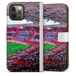 DeinDesign iPhone 12 Pro Max Handy Klapph&uuml;lle Handyh&uuml;lle aus Kunst Leder wei&szlig; Flip Case Stadium Fcb Fc Bayern M&uuml;nchen Sideflip mit Lasche