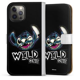 DeinDesign iPhone 12 Pro Max Handy Klapph&uuml;lle Handyh&uuml;lle aus Kunst Leder wei&szlig; Flip Case Lilo & Stitch Disney Official Licensed Product Sideflip mit Lasche