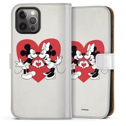 DeinDesign iPhone 12 Pro Max Handy Klapph&uuml;lle Handyh&uuml;lle aus Kunst Leder wei&szlig; Flip Case Disney Heart Sideflip mit Lasche