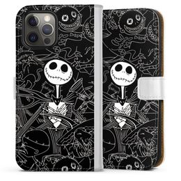 DeinDesign iPhone 12 Pro Max Handy Klapph&uuml;lle Handyh&uuml;lle aus Kunst Leder wei&szlig; Flip Case Disney Nightmare Before Christmas Halloween Sideflip mit Lasche