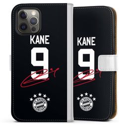 DeinDesign iPhone 12 Pro Max Handy Klapph&uuml;lle Handyh&uuml;lle aus Kunst Leder wei&szlig; Flip Case Fc Bayern M&uuml;nchen Harry Kane Jersey Sideflip mit Lasche