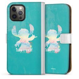 DeinDesign iPhone 12 Pro Max Handy Klapph&uuml;lle Handyh&uuml;lle aus Kunst Leder wei&szlig; Flip Case Lilo & Stitch Official Licensed Product Disney Sideflip mit Lasche