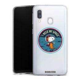 DeinDesign Galaxy A40 Handy Silikon H&uuml;lle Case transparent Handyh&uuml;lle Peanuts Weltall Snoopy Silikon Case