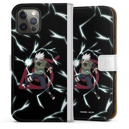 DeinDesign iPhone 12 Pro Max Handy Klapph&uuml;lle Handyh&uuml;lle aus Kunst Leder wei&szlig; Flip Case Naruto Shippuden Official Licensed Product Kakashi Sideflip mit Lasche