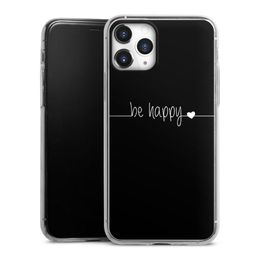 DeinDesign iPhone 11 Pro Handy Slim Case Silikon Handyh&uuml;lle transparent H&uuml;lle extra d&uuml;nn Happiness Statement Sayings Silikon Slim Case
