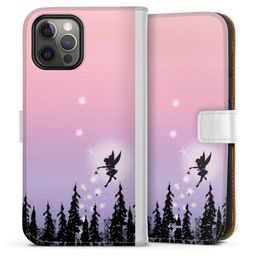 DeinDesign iPhone 12 Pro Max Handy Klapph&uuml;lle Handyh&uuml;lle aus Kunst Leder wei&szlig; Flip Case Tinkerbells Official Licensed Product Disney Sideflip mit Lasche