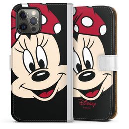 DeinDesign iPhone 12 Pro Max Handy Klapph&uuml;lle Handyh&uuml;lle aus Kunst Leder wei&szlig; Flip Case Disney Minnie Mouse Official Licensed Product Sideflip mit Lasche