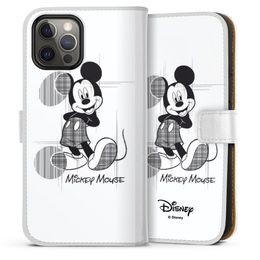 DeinDesign iPhone 12 Pro Max Handy Klapph&uuml;lle Handyh&uuml;lle aus Kunst Leder wei&szlig; Flip Case Mickey Mouse Disney Official Licensed Product Sideflip mit Lasche